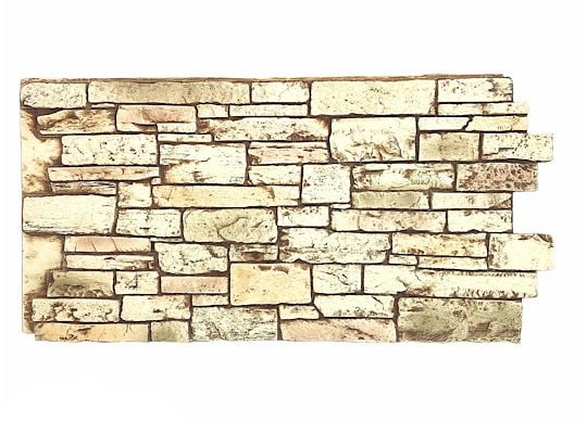 Light Tan Faux Carolina Stone Wall Panels - Interlocking Fit