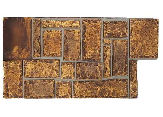 Quarry Stone Faux Wall Panels-Interlock- Tan with Gray Grout