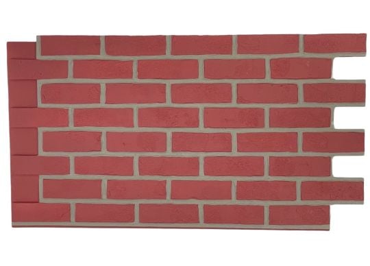 Red Brick with Gray Grout Faux Rustic Interlocking Wall Panels