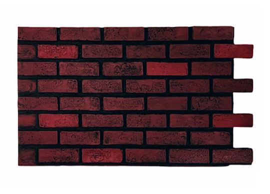 Faux Dark Red Tumbled Brick with Dark Grout Interlocking Wall Panels