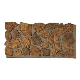 Tan with Gray Grout Faux Random Rock Wall Panels - Interlocking Fit