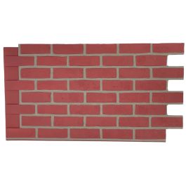 Red Brick with Gray Grout Faux Rustic Interlocking Wall Panels
