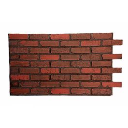 Faux Dark Red Worn Brick with Dark Grout Interlocking Wall Panels